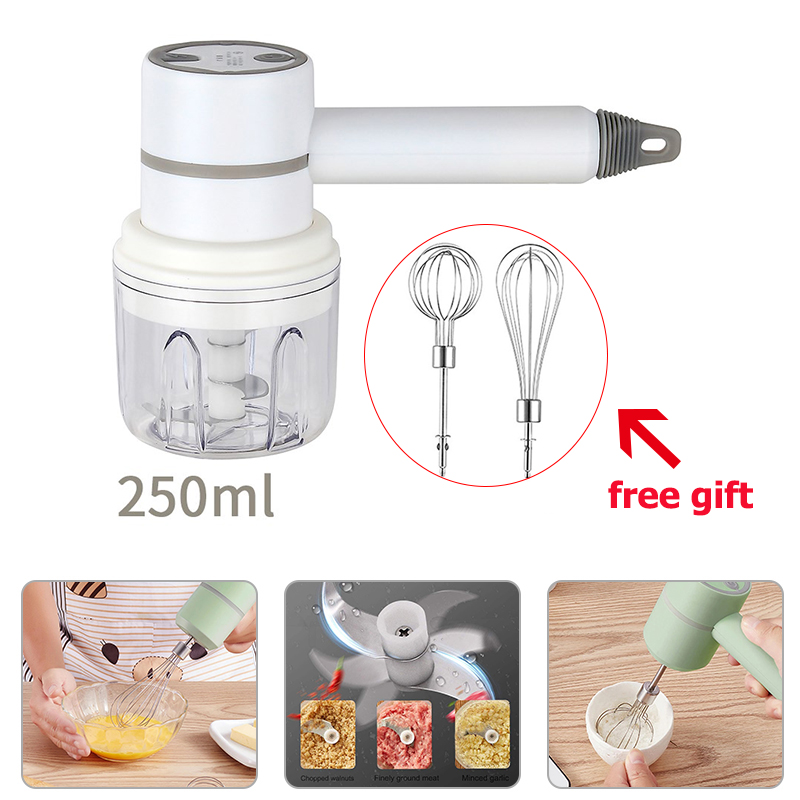 Buy 3 in1 Wireless electric egg beater chopper garlic masher household ...