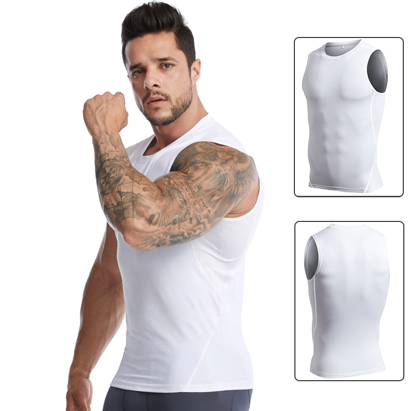 Buy European and American sports vest men's tight sleeveless fitness ...