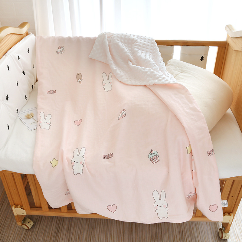 Buy Cot soothing bean velvet quilt set cotton double-layer gauze ...