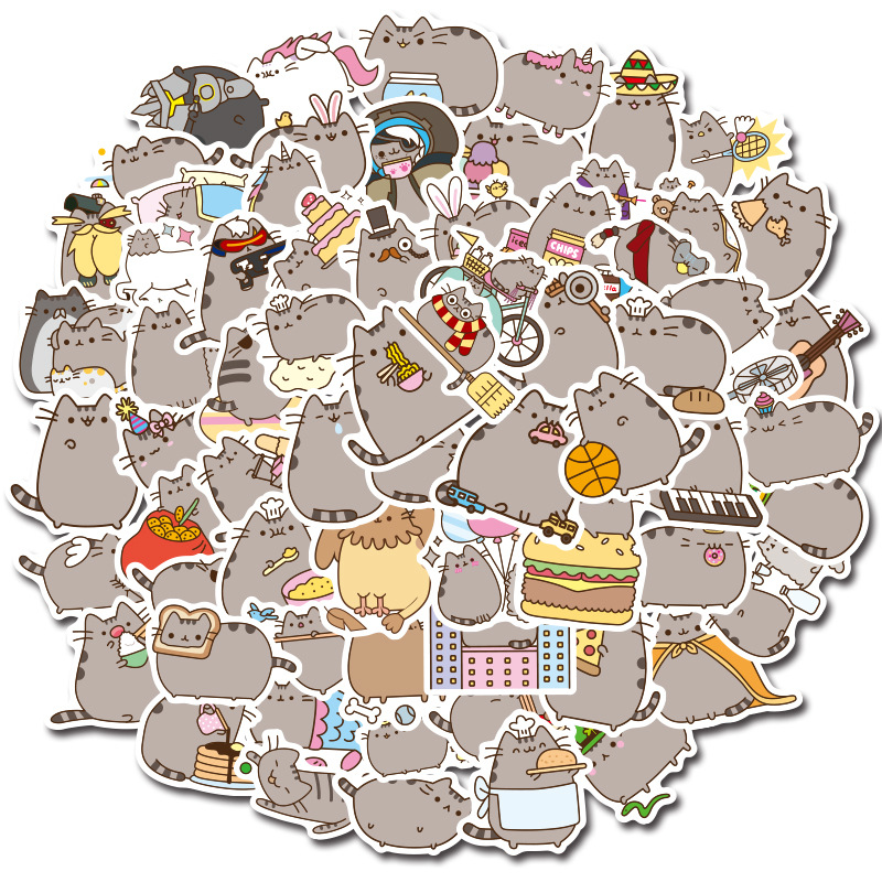 Buy 100 pieces of fat cat graffiti stickers children's cartoon stickers ...