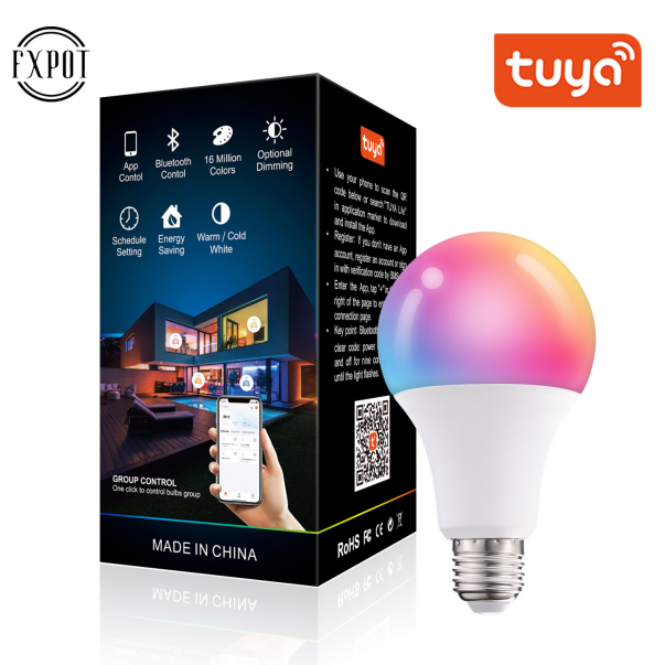 Buy Tuya Bluetooth Smart LED Light Bulb 10W RGB Color Dimmable Bulb ...