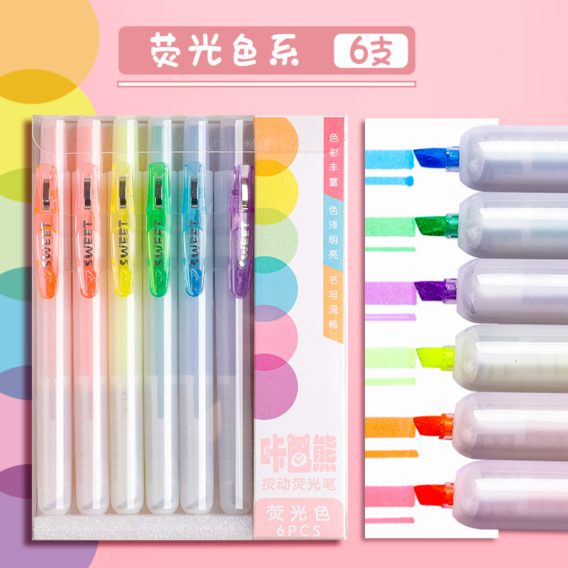 Buy 6Pcs/Set Fluorescent key marker pen Morandi retro color large ...