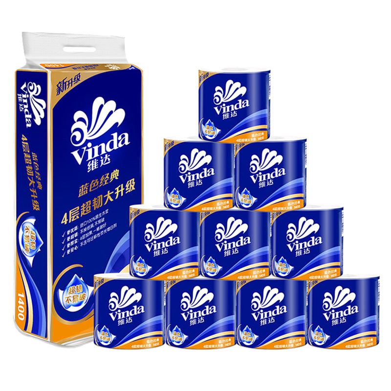 Buy Vida roll paper blue 4 layer 140g has core roll paper toilet paper ...