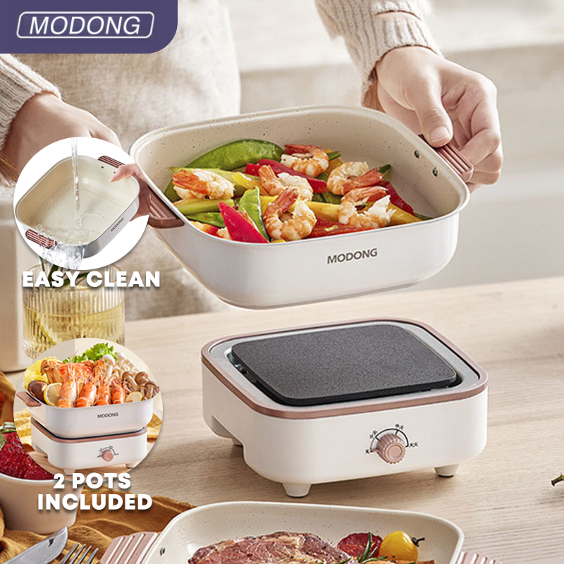Buy MODONG 2-in-1 Steamboat BBQ Cooker Detachable Non-Stick Grill Pan & Hot Pot Mult Cooker ( 1 ...