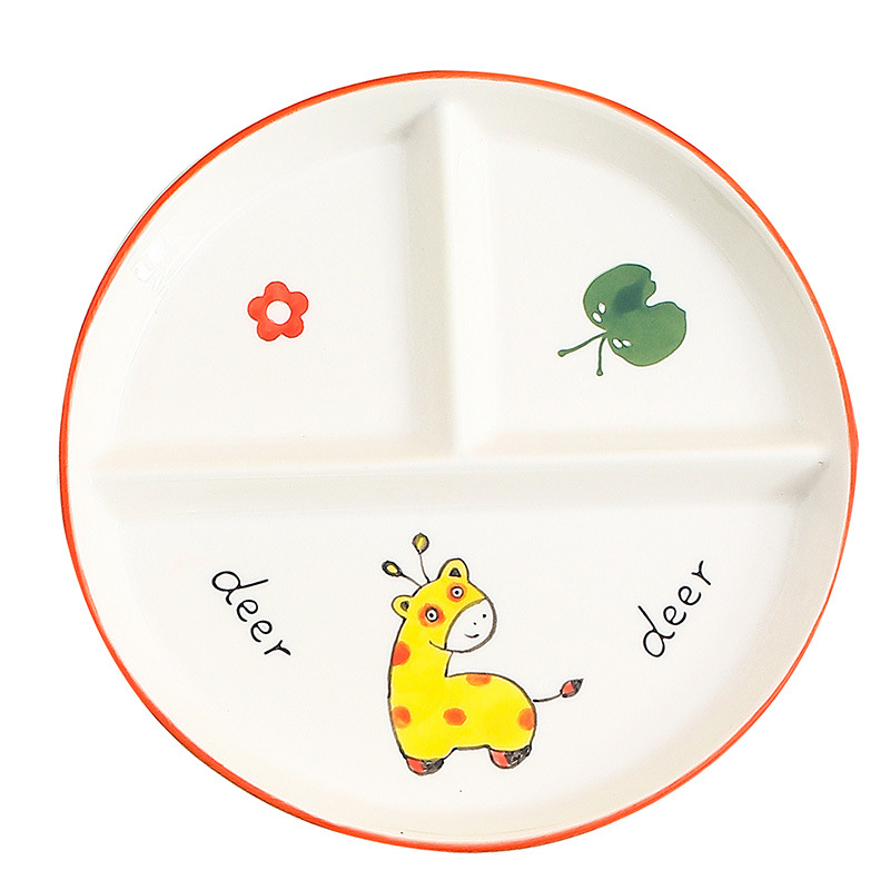 Buy Japanese-style cartoon three-grid plate divider plate ceramic ...