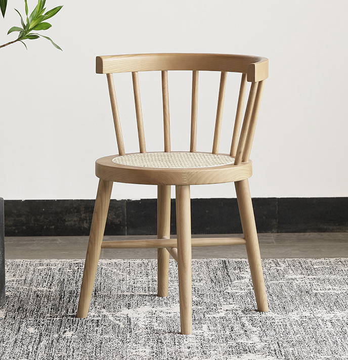 Buy Japanese-style solid wood Windsor chair home single rattan dining ...