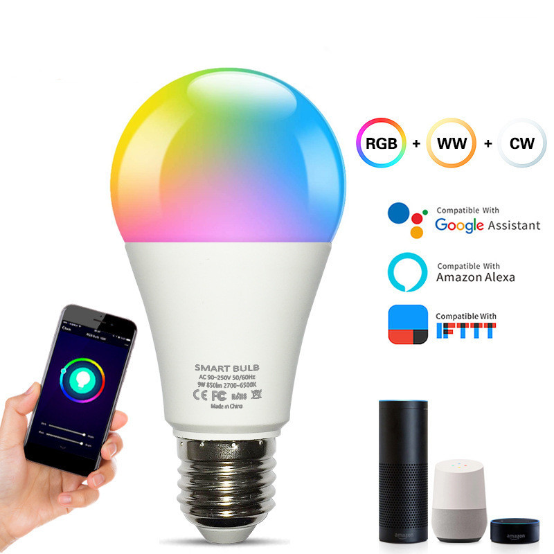 Buy Smart Light Bulb E27 LED Lamp AC100-240V RGBCoolWarm White Colorful ...